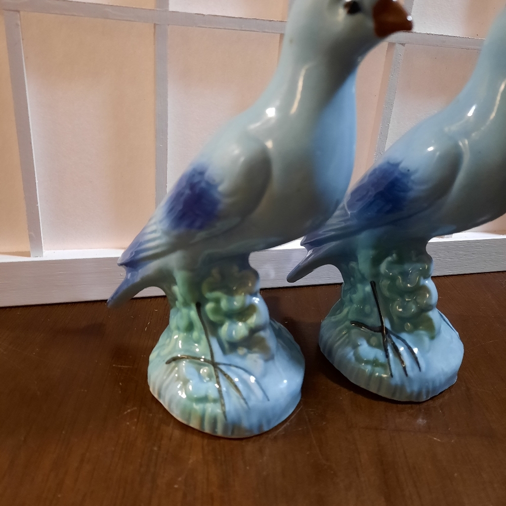 Vintage Antique Blue Bird Ceramic Figurine Made In Br… - Gem
